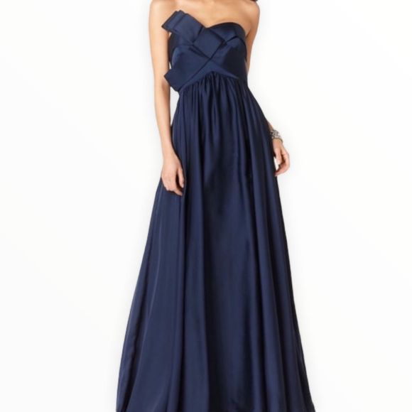 JS Collections | Dresses | Jscollections Navy Strapless Bow Long Dress ...